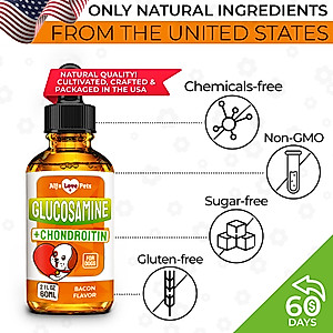 Glucosamine for Dogs ✿ Dog Joint Supplement ✿ Hip and Joint Supplement Dogs ✿ Glucosamine Chondroitin for Dogs ✿ Liquid Glucosamine for Dogs ✿ Glucosamine Chondroitin Dogs ✿ Bacon Flavor ✿ 2 Oz