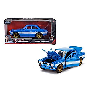 Jada Toys 1:24 Fast & Furious - Brian's Ford Escort RS2000 Mk1, Blue With White Stripes