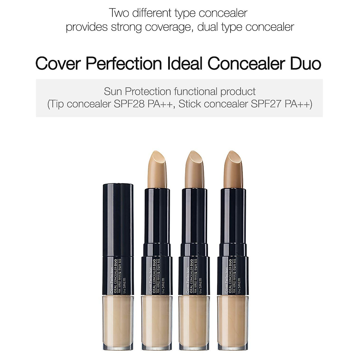 THESAEM Cover Perfection Ideal Concealer Duo (#1.5Natural Beige) | Dual Type Full Coverage Concealer, High Adherence High Pigmented, No Clumping in Wrinkles, Crease-Proof Concealer