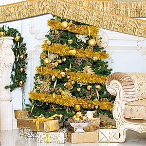 6 Pack 10 Feet Foil Fringe Garland Metallic Tinsel Banner Wall Hanging Curtain Streamers Backdrop for Parade Floats Bachelorette Birthday Party Thanksgiving Christmas Decorations(Champagne Gold)