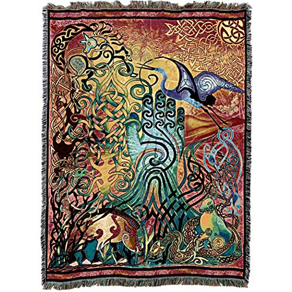 Pure Country Weavers Awen Blanket by Jen Delyth - Celtic Gift Tapestry Throw Woven from Cotton - Made in The USA (72x54)