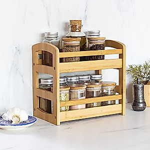 Totally Bamboo 2 Shelf Spice Caddy, Organizer Rack for Kitchen Countertop or Cupboard