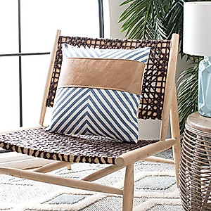 Safavieh Home Collection Endra Modern 18-inch Navy/White Square Decorative Accent Pillow PLS7157A-1818, 1'6" x 1'6"