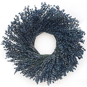 Marseille Natural Dried Lavender Wreath - Fragrant and Beautiful Real Wreath for Decorating Or Gifting - Grown and Handcrafted in USA 17.5 Inches. Round Wreath, Wreath for The Front Door Home Décor.