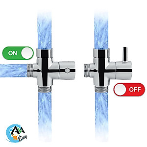 AVAbay All Brass T-Valve with Shut-Off Adapter, 3-Way Tee Connector with Chrome Finish, 3-Way T-Adapter with Shut Off Valve, T Adapter for Handheld Toilet Bidet Spray, 7/8"×7/8"×G1/2