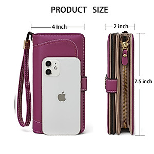OPAGE Wallets for Women PU Leather Credit Card Holder with RFID Blocking Large Capacity Wristlet