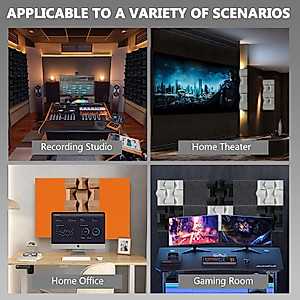 BUBOS Acoustic Panels,DIY Acoustic Diffuser Sound diffuser Panels Full frequency sound absorption（24 x 24Inch）,better Acoustic Treatment for Recording Studio, Office, Home Studio(Black)