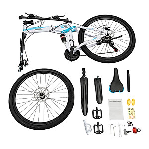 Gdrasuya10 26 Inch Folding Mountain Bike 21 Speed Foldable Mountain Bike Bicycle for Adult Men Women Outdoor Cycling Dual Disc Brakes MTB Bicycle Bike