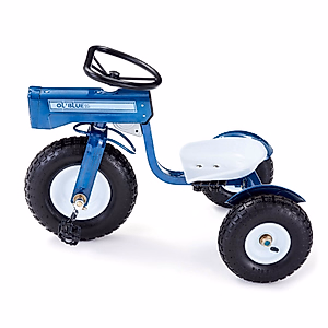 Tricam Ol' Blue Tractor Tricycle, 22 Inch Steel Toddler Bike Kids Ride On Toy with Pedals, 3 Position Adjustable Seat, & Pneumatic Rubber Wheels, Blue