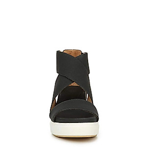 Dr. Scholl's Shoes Women's Sheena Wedge Sandal, Black Smooth Perforated, 7 US