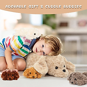 DOLDOA Stuffed Dog Animal for Kids Stuffed Mommy Dog with 4 Baby Puppy in her Tummy Plush Cute Dog Toy for Girls and Boys