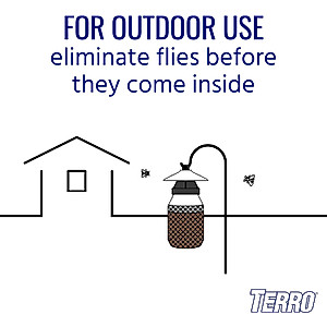 TERRO Fly Magnet, Reusable Fly Trap - Includes One Fly Bait Packet and Heavy Duty 9.5 Plexon Supply Hanging Chain and Magnet Replacement Bait, Orange.Black