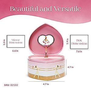 Enchantmints Musical Ballerina Jewelry Box for Girls Heart Shaped Ballerina Spins to Swan Lake