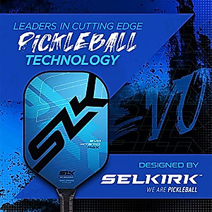 SLK Evo Hybrid Pickleball Paddle | Featuring C6-Flex Power Fiberglass Pickleball Paddle Face with a Rev-Core Power Polymer Core | Designed in The USA | Blue