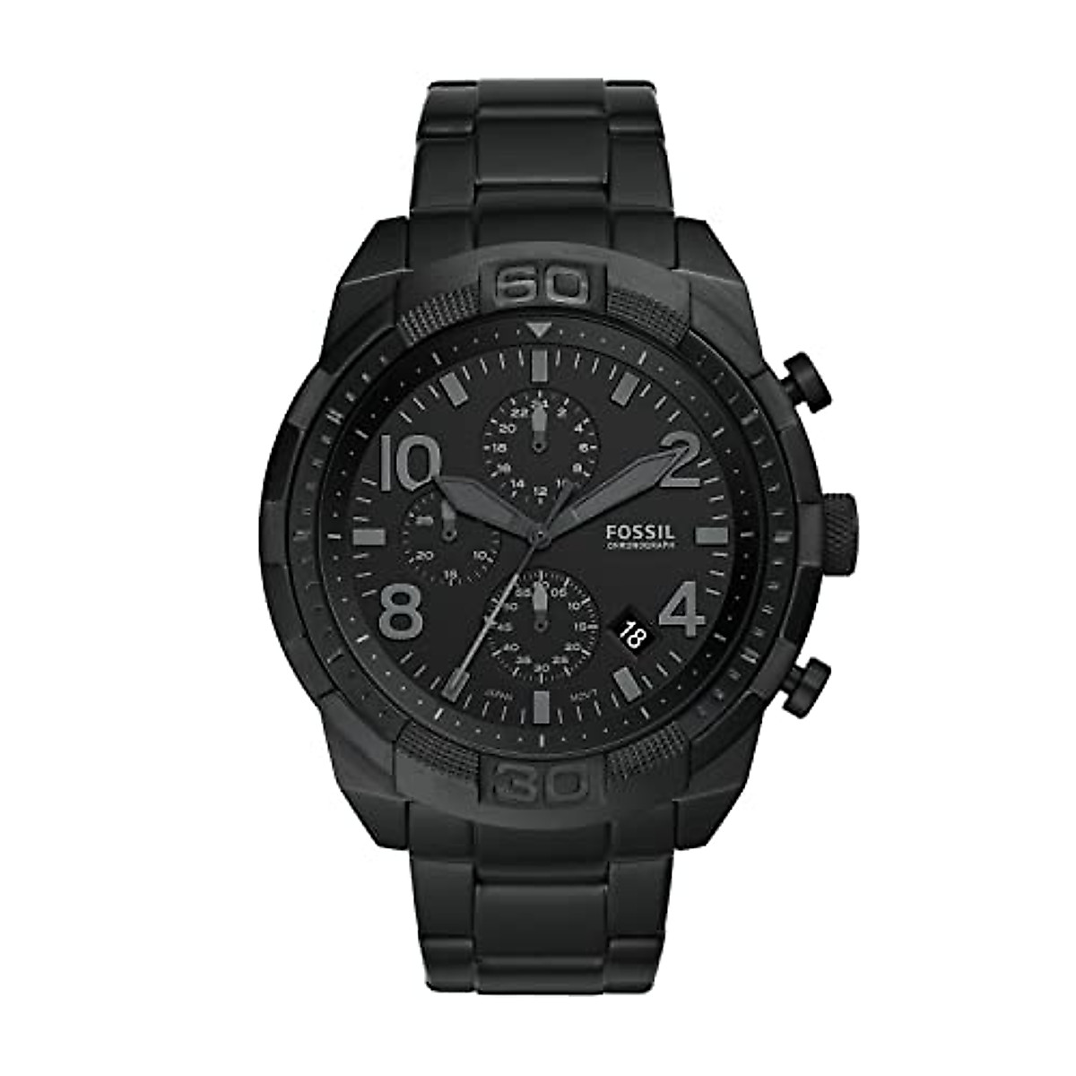 Fossil Men's Bronson Quartz Stainless Steel Chronograph Watch, Color: Black (Model: FS5712)