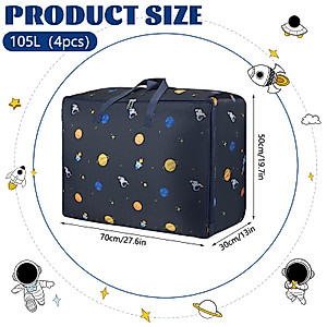 Dntorx 4 Pack 105L Moving Bags, Heavy Duty Storage Bags Large Storage Box with Zips for Moving House Storage Clothes Bedding Duvet Quilt Blankets Waterproof Moving Totes