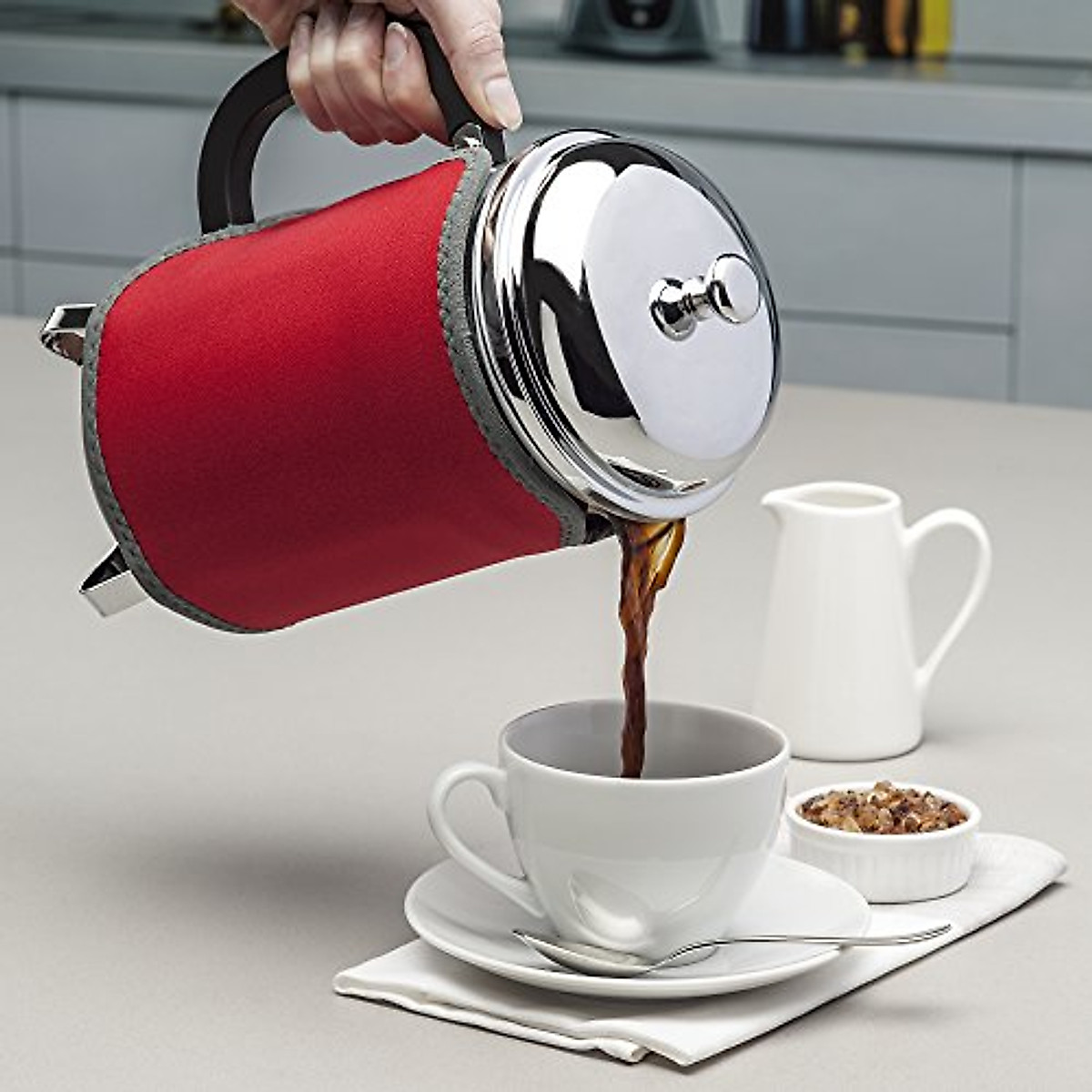 Zeal C125R Insulated Cafetiere Coffee Pot Jacket. Removable with Valcro Fastening. 12 Cup-Red, Neoprene