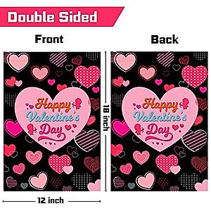 Valentines Day Garden Flag Outdoor Small Valentine Flag 12x18 Double Sided Burlap House Yard Valentines Flag for Outside Love Heart Valentines Day Decor Decorations