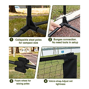 NQV Pickleball Set with Net,10FT Half Court Size Pickleball Net Portable Outdoor Indoor Driveway Home+4 Wood Paddles+4 Pickle Balls+4 Ball Retrievers, Pickleball Set for Adults Kids Beginners Pros