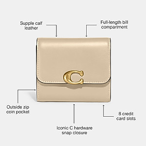 Coach Womens Luxe Refined Calf Leather Bandit Wallet, Ivory
