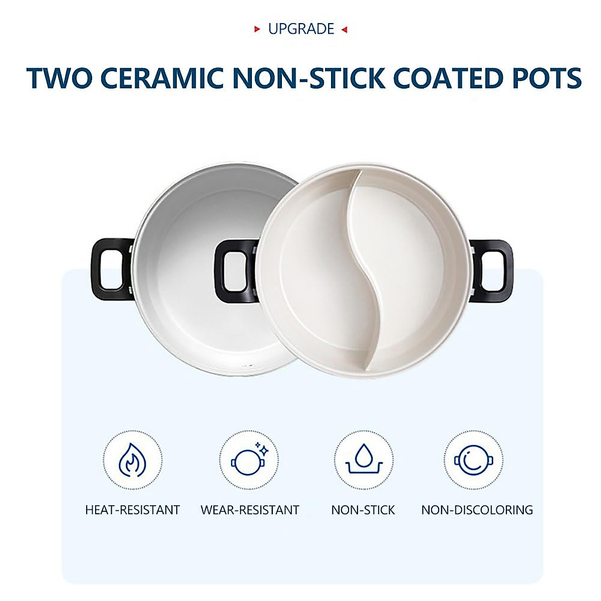 Joydeem 2 in 1 Electric Hot Pot, 3.5L Shabu Shabu Pot with Two Removable Pot, UL Listed, Ceramic Non-stick Coating, 1400W, JD-HG3706W