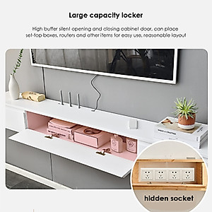 Solid Wood Floating TV Stand Wall Mount, Entertainment Center TV Storage Shelf For Living Room, Wall Mounted TV Cabinet Media Console Unit With 2 Drawers, 140*24*20cm, Easy To Clean ( Color : C )