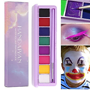 Go Ho 8 Colors Water Activated Eyeliner Palette,High Pigment Bright Vibrant Fluorescent Rainbow Colorful Eye/Face/Body Paint,Matte and UV Paint Graphic Eyeliner with Brushes -02