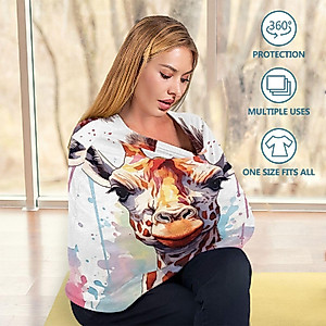 WELLDAY Baby Car Seat Covers Mommy Baby Giraffe Stretchy Breastfeeding Scarf Breathable Infant Carseat Canopy Nursing Covers Multi Use for Stroller High Chair Shopping Cart Boys and Girls