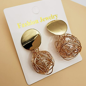 Seaberila 9 Pairs Statement Drop Dangle Earrings Gold Stud Earrings for Women Acrylic Earrings