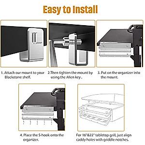 Weazinck Stainless Steel Griddle Caddy for 28"/36" Blackstone Griddles, with an Allen Key, Space Saving BBQ Accessories Storage Box, Free from Drill Hole&Easy to Install