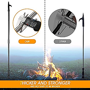 Fire Pit Poker for Fireplace,Adjustable 46 Inch fire pits for Outside Campfire Poker,Heavy Duty Wrought Steel Fireplace Tools,Suitable for Fire Fits Wood Stove and Outdoor Camping Use (Black)