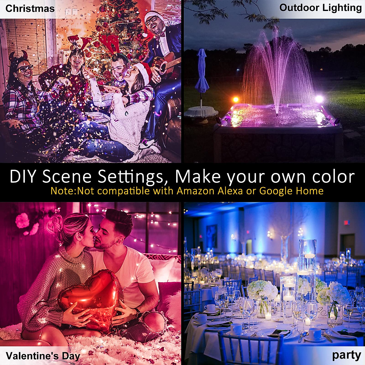 LED Flood Lights RGB Color Changing 300W Equivalent Outdoor, 30W Bluetooth Smart RGB Floodlight APP Control, IP66 Waterproof, Timing, 2700K&16 Million Colors 23 Modes for Garden Stage Lighting 4 Pack