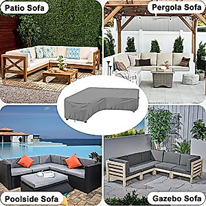 OutdoorLines Waterproof Outdoor Patio Sectional Cover - UV Resistant & Windproof V-Shaped Patio Furniture Covers for Deck, Lawn and Backyard, 420D Heavy Duty Couch Cover 118" L (on Each Side) Gray
