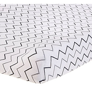 American Baby Company 2 Pack Printed 100% Cotton Knit Fitted Contoured Changing Table Pad Cover - Compatible with Mika Micky Bassinet, Gray Stars and Zigzag, for Boys and Girls