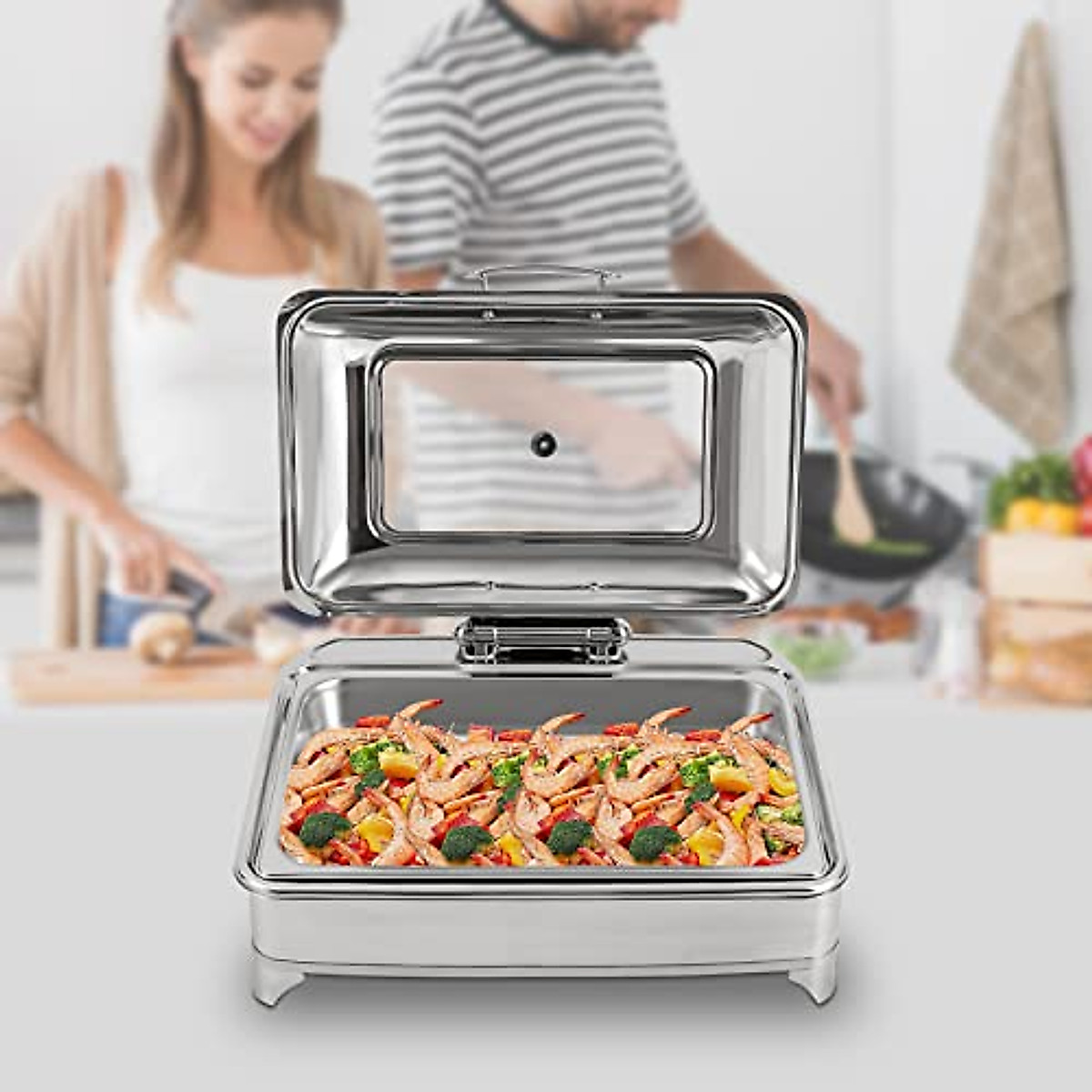 Single Pan Food Warmer, Food Warmers for Parties Buffets Electric, 9L Adjustable Temp Stainless Steel Buffet Server and Warming Tray