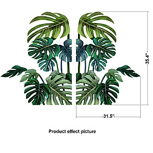 Big Green Leaf Wall Stickers Tropical Plant Leaves Window Decals Decorations Murals Wall Art Decorative Sticker for Kids Living Room Bedroom Nursery Playroom Cute Holiday Jungle Party Decor Supplies