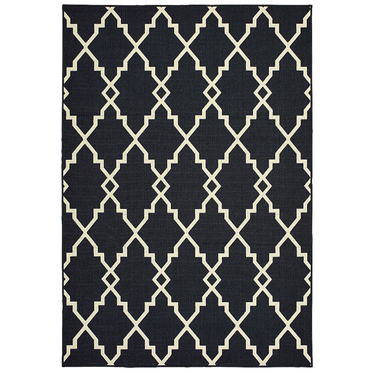 Christopher Knight Home Maitland Lattice Indoor/Outdoor Area Rug, 2ft 3in X 7ft 6in, Black,Ivory