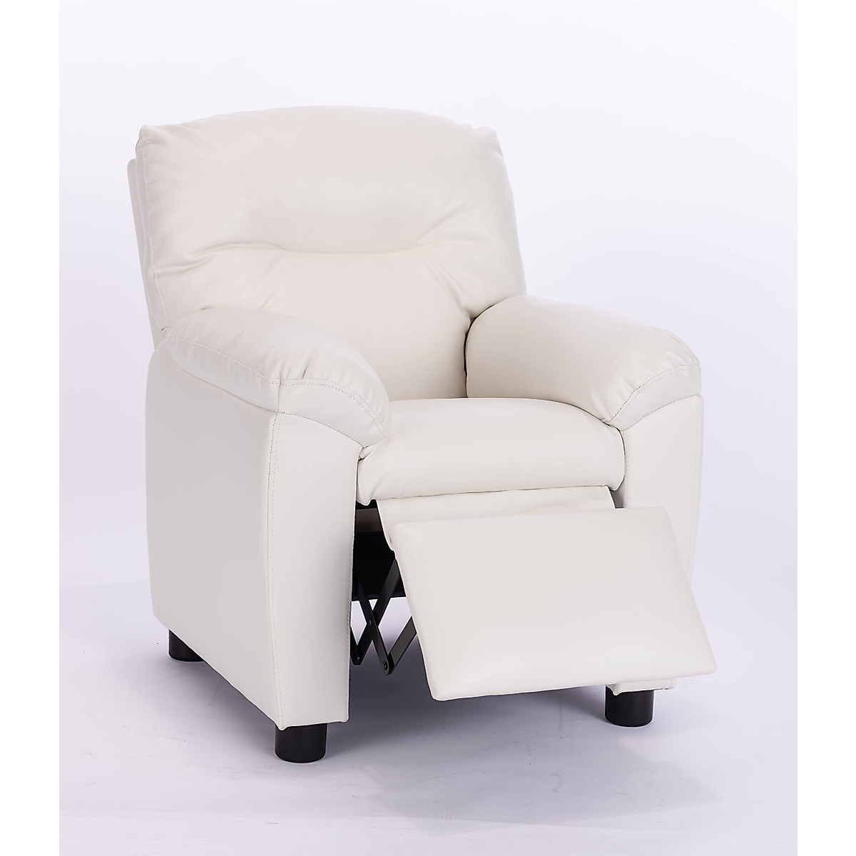 Q-Max Modern Sofa Chair with Pillow Top Armrest and Footrest, White Finish Children Recliner