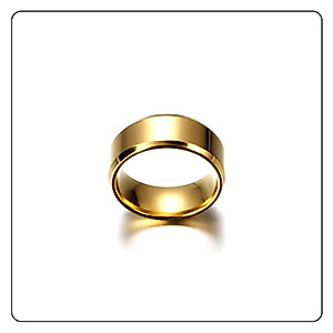 Fusamk Fashion 18K Gold Stainless Steel Smooth Band Ring(Gold(10))