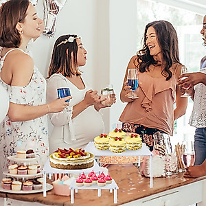 3 Pcs Square Acrylic Cake Stands, Akamino Reusable Round Cupcake Holder for Dessert Cake Pizza, Display Stand Party Serving Platter for Christmas Wedding Birthday Baby Shower Tea Party