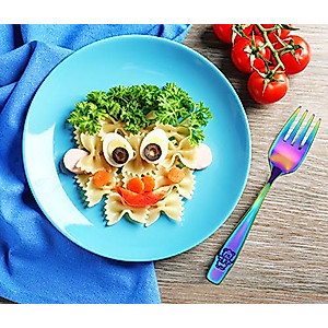 9 Piece Stainless Steel Rainbow Kids Forks, Kids Cutlery, Child and Toddler Safe Flatware, Kids Silverware, Kids Utensil Set, Includes A Total of 9 Forks for Convenience, Ideal for Home and Preschools