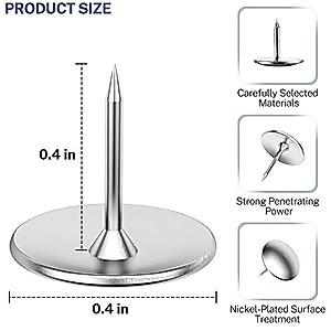 MROCO 600 Pack Thumb Tacks, Push Pins Steel Thumbtacks Sliver Thumb Tack Flat Head Push Pin, Office Thumbtack Clear Push Pins for Cork Board for Home, School, Sharp Steel Points 3/8 Inch Head
