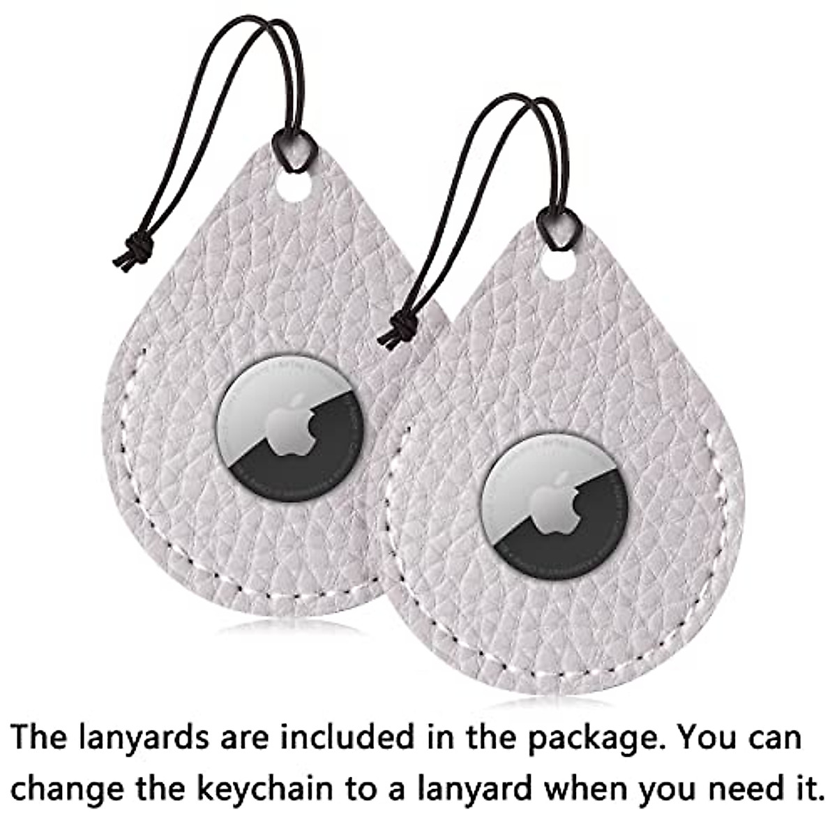 FOREVERFLYBIRD 2 Pack Airtag Holder Leather Case Air Tag Cover Keychain GPS Tracker Remote Finder Key Travel Backpack Pet Locator L Grey