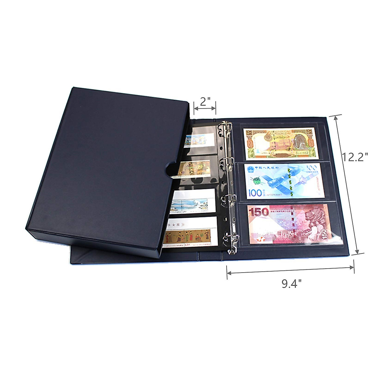 MUDOR Empty Stamp Albums Stockbook for Professional Collectors, Classic Binder with Slipcase (Black)
