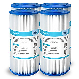 Membrane Solutions 20 Micron Pleated Water Filter Home 10"x4.5" Whole House Heavy Duty Sediment Replacement Cartridge Compatible with ECP10-1,ECP20-BB,R50-BBSA,FXHSC,CB1-SED10-BB (4 Pack)