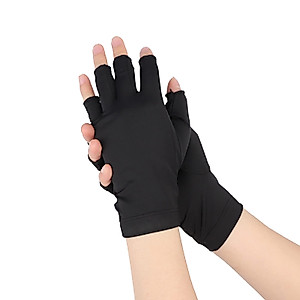 Holiberty Women Sun Protection Fingerless Gloves Summer Silky Cool Thin Cycling Gloves Stretch Touchscreen UV Driving Gloves for Ladies