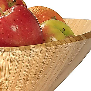 Seville Classics Premium Bamboo Fruit Bowl w/Steel Banana Tree Hook, Kitchen Counter Storage for Fruit, Vegetables, Mixed Nuts, 13" L x 11" W x 17.3" H