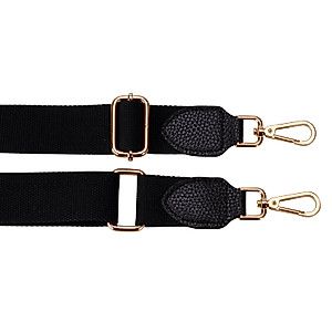 Allzedream Purse Straps Replacement Crossbody Bags Handbag Wide Canvas Leather Adjustable (Black, Gold hardware)