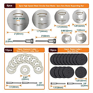 Cutting Wheel Set for Rotary Tool 36pcs High speed steel circular saw blade,Toolman Set Includes: 10PC Diamond Cutte, Compatible with dewalt, makita, ryob,and skill bosch.