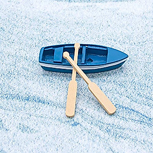 AUEAR, Set of 2 Lovely Rowboat Mini Blue Wood Boat Little Resin Boat for Fairy Garden Home Decoration